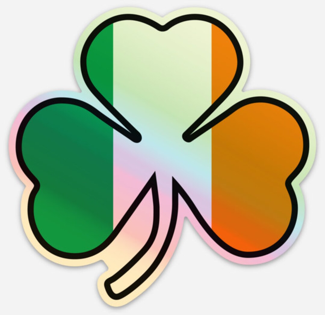 Holographic Irish Flag Shamrock Sticker - Etsy