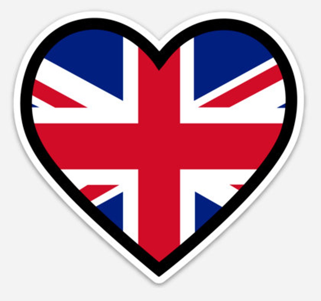 Union Jack Flag Heart Shaped Sticker - Etsy
