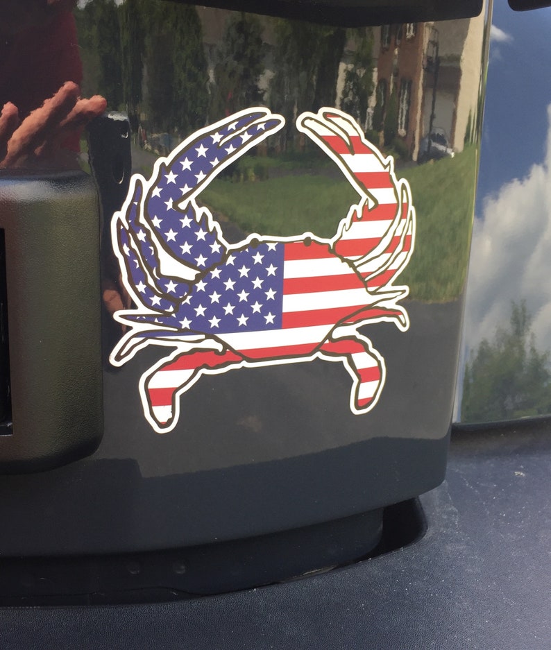 American Flag Crab Sticker - Etsy