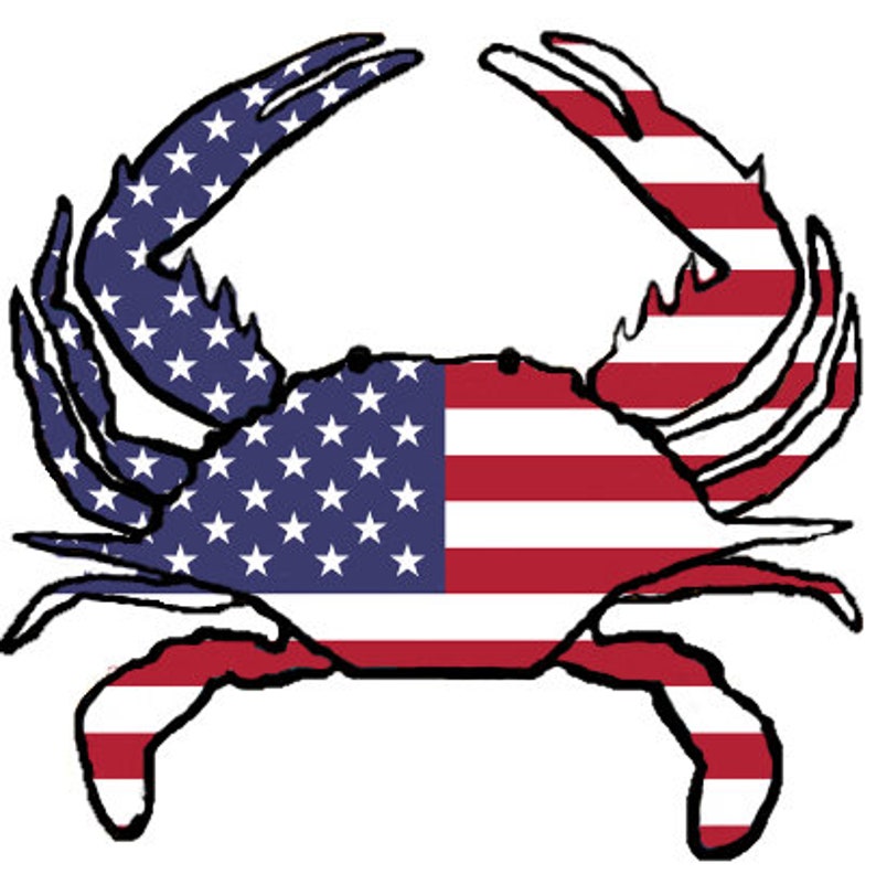 American Flag Crab Sticker - Etsy