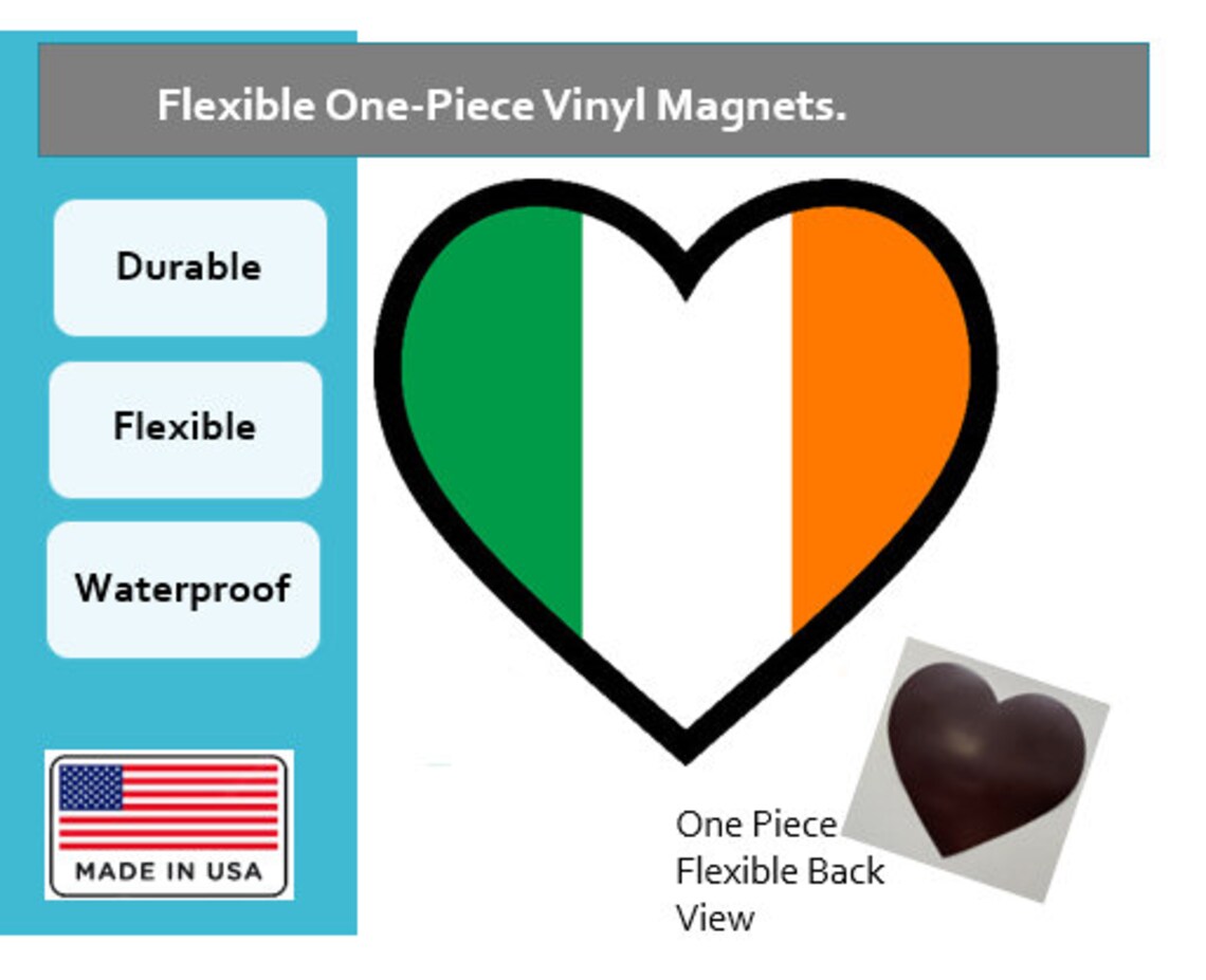 Irish Flag Heart Shaped Magnet - Etsy