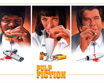 Pulp Fiction Main Character Triptych Art Print. - Etsy