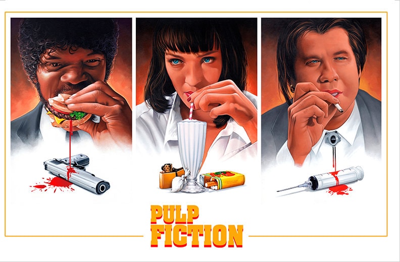 Pulp Fiction Main Character Triptych Art Print. - Etsy
