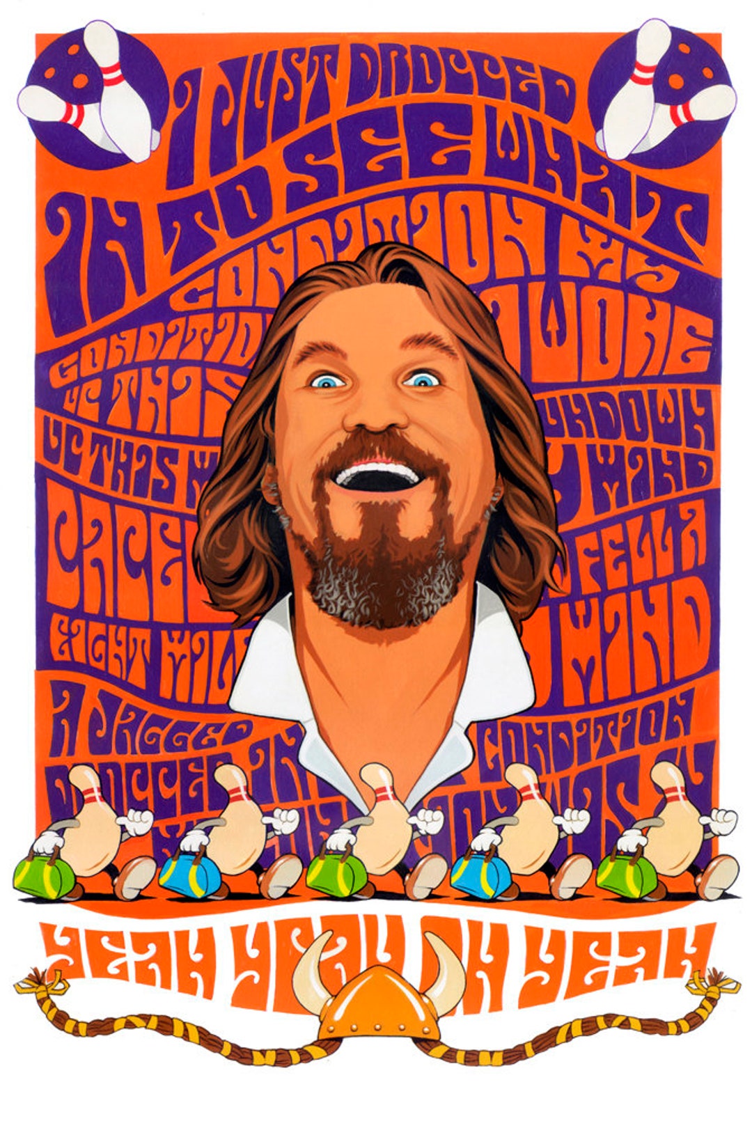 The Dude Abides, Big Lebowski Movie Fan Art, 11x17" Signed Print From ...