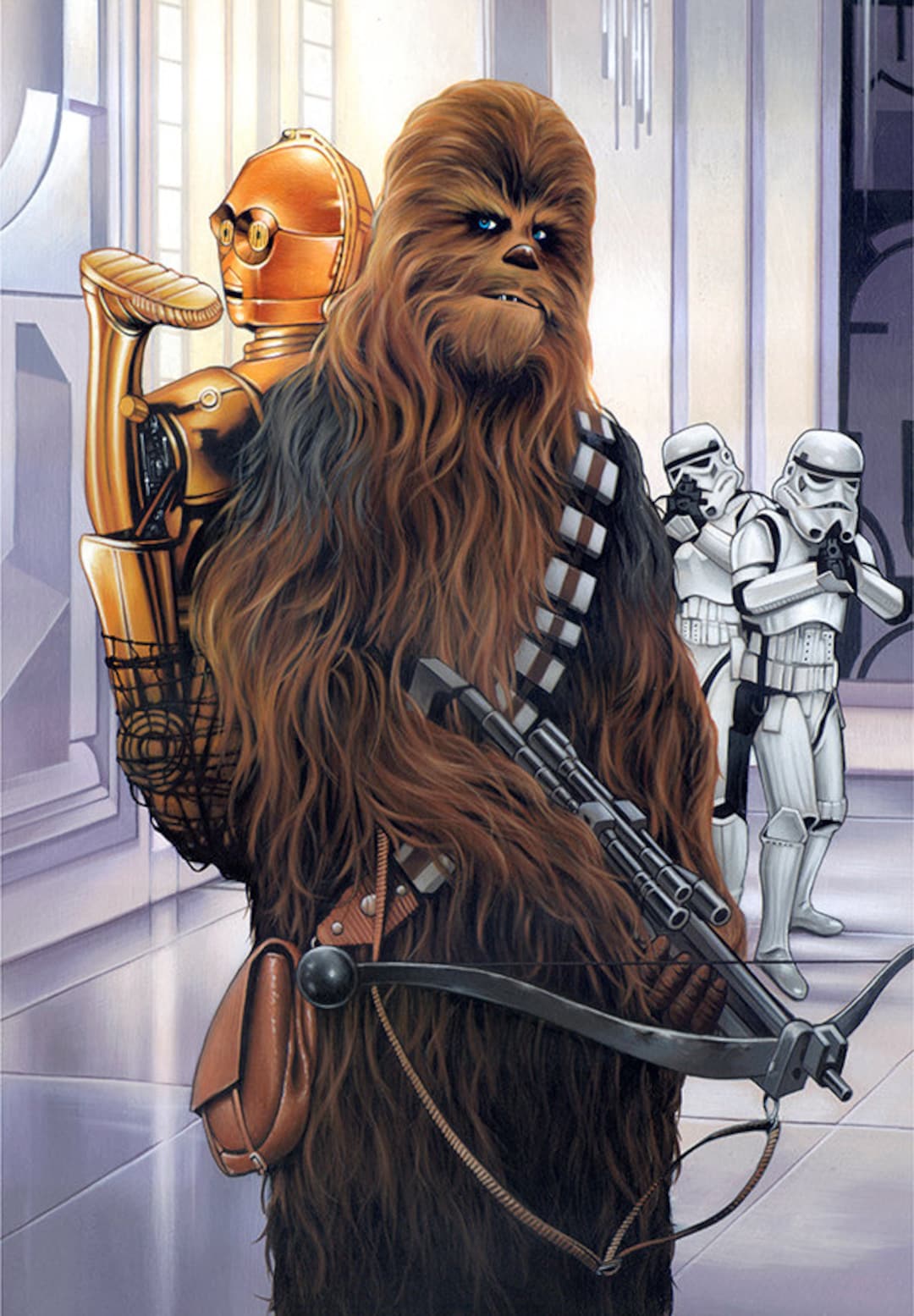 Chewbacca, C3PO, Star Wars Fan Art, Original Art Print, Character Art ...