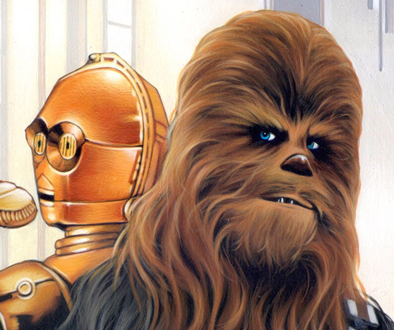 Chewbacca, C3PO, Star Wars Fan Art, Original Art Print, Character Art ...