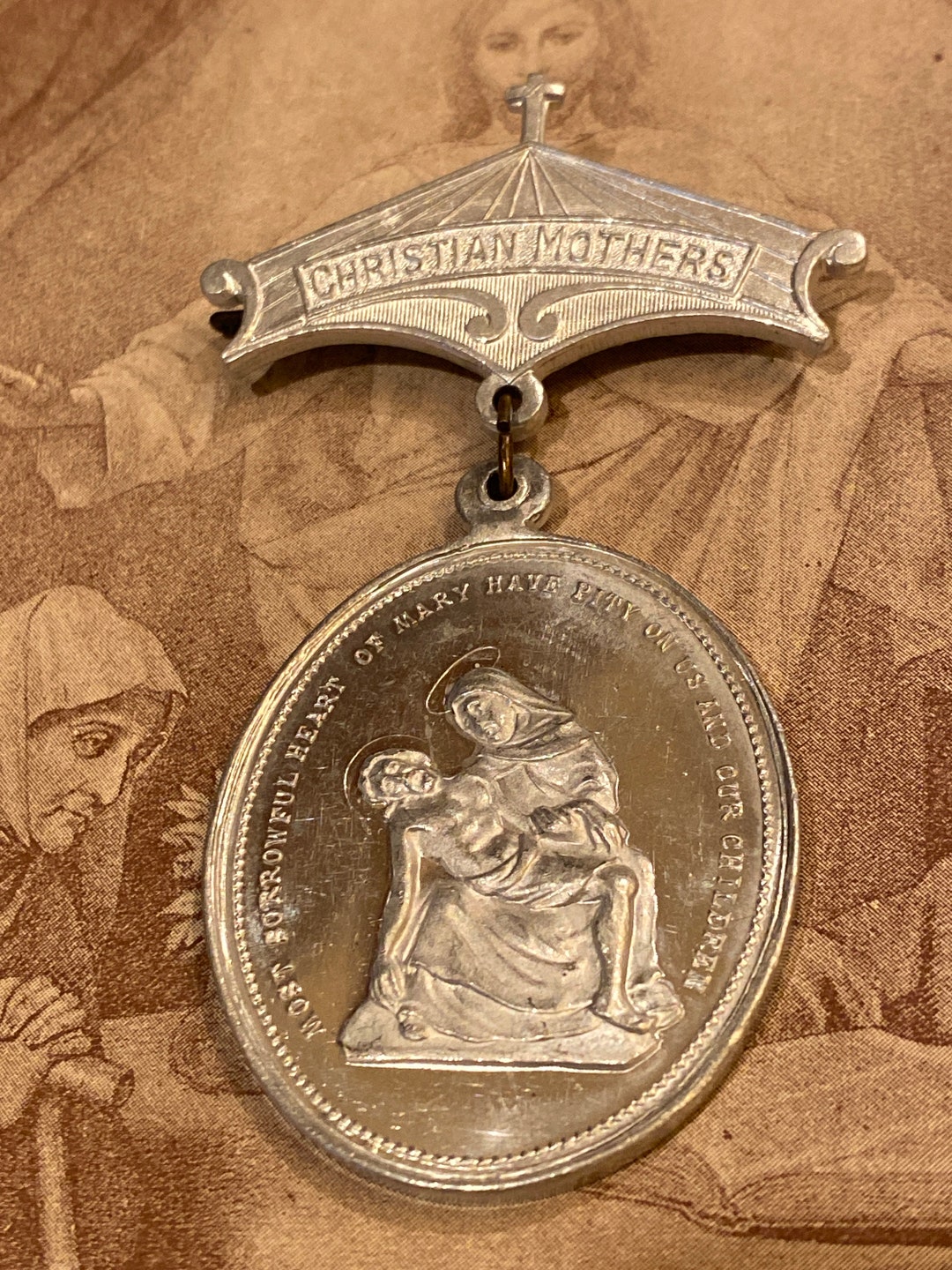 Vintage GERMANY Christian Mother’s 3” Large Pectoral Brooch Pin - Etsy