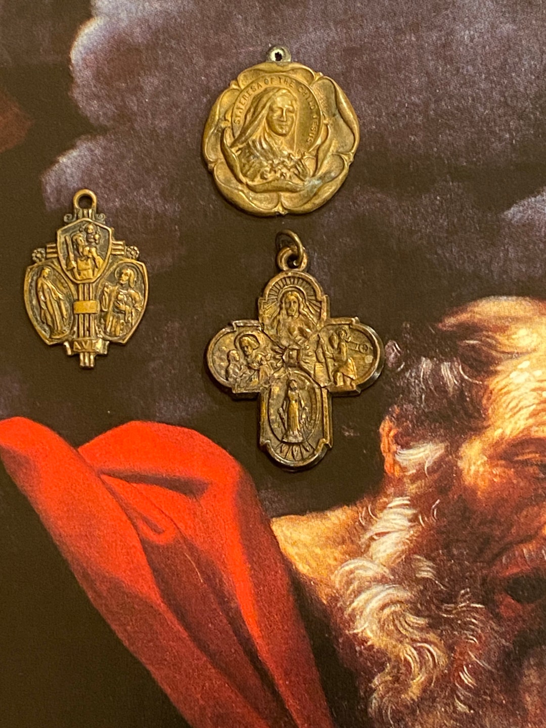 Antique Devotional Catholic Medals , Vintage Religious Church Medals ...