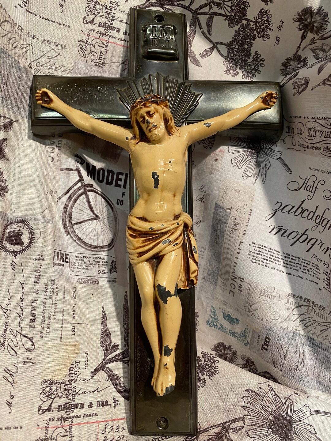 Antique Casket Crucifix Cast Iron Ivory Enamel Jesus Catholic Cross - Etsy