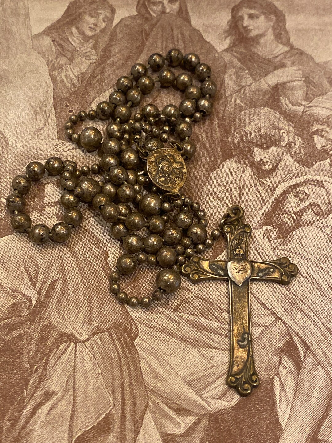 Antique Catholic War Military Battle Bead Rosary Heirloom Cross - Etsy