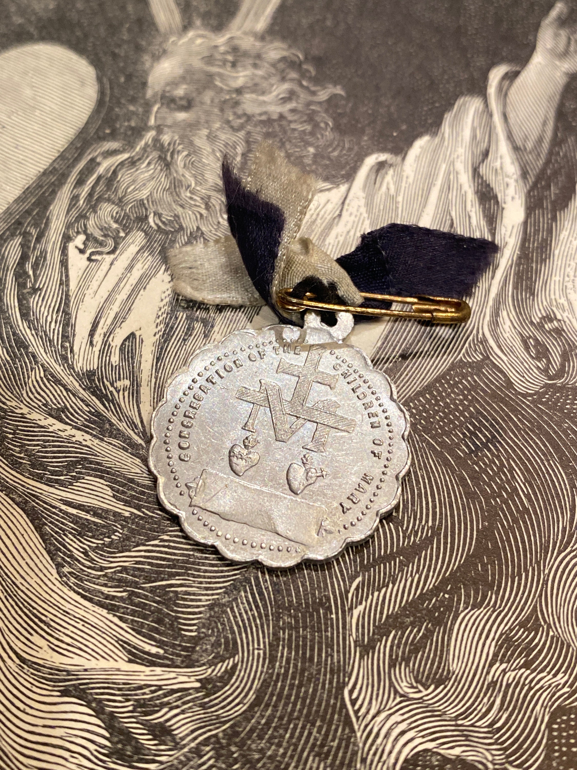 Antique Religious Medal on A Pin Catholic Medal Devotional - Etsy