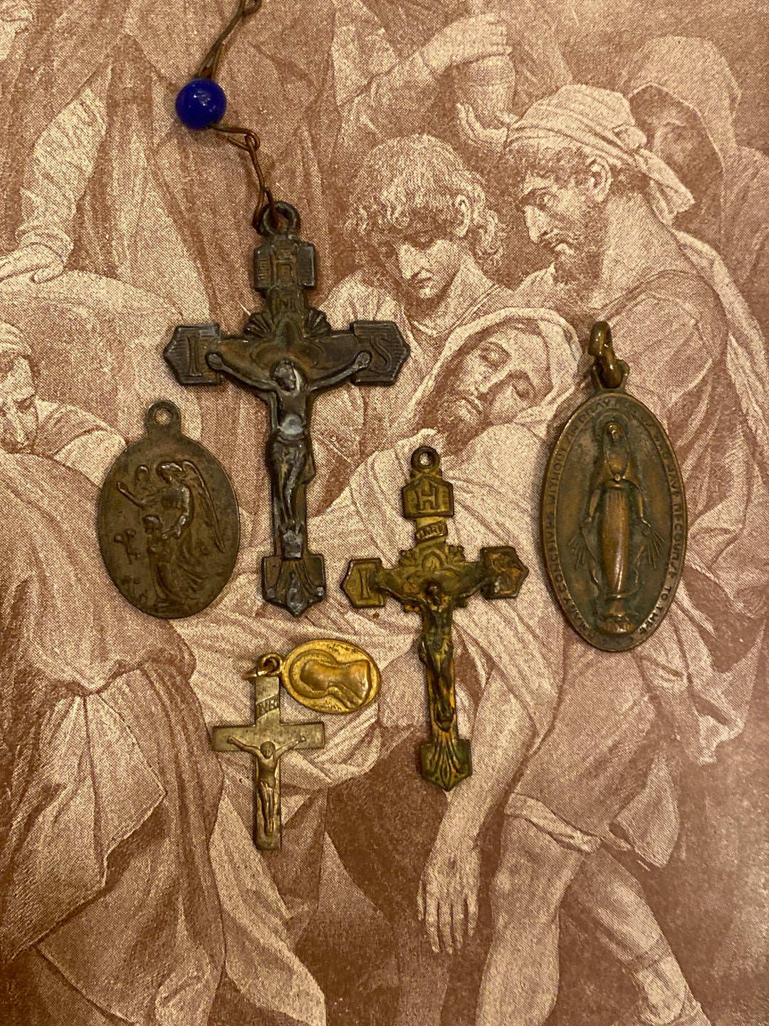 Antique Religious Crucifix and Devotion Church Medals - Etsy