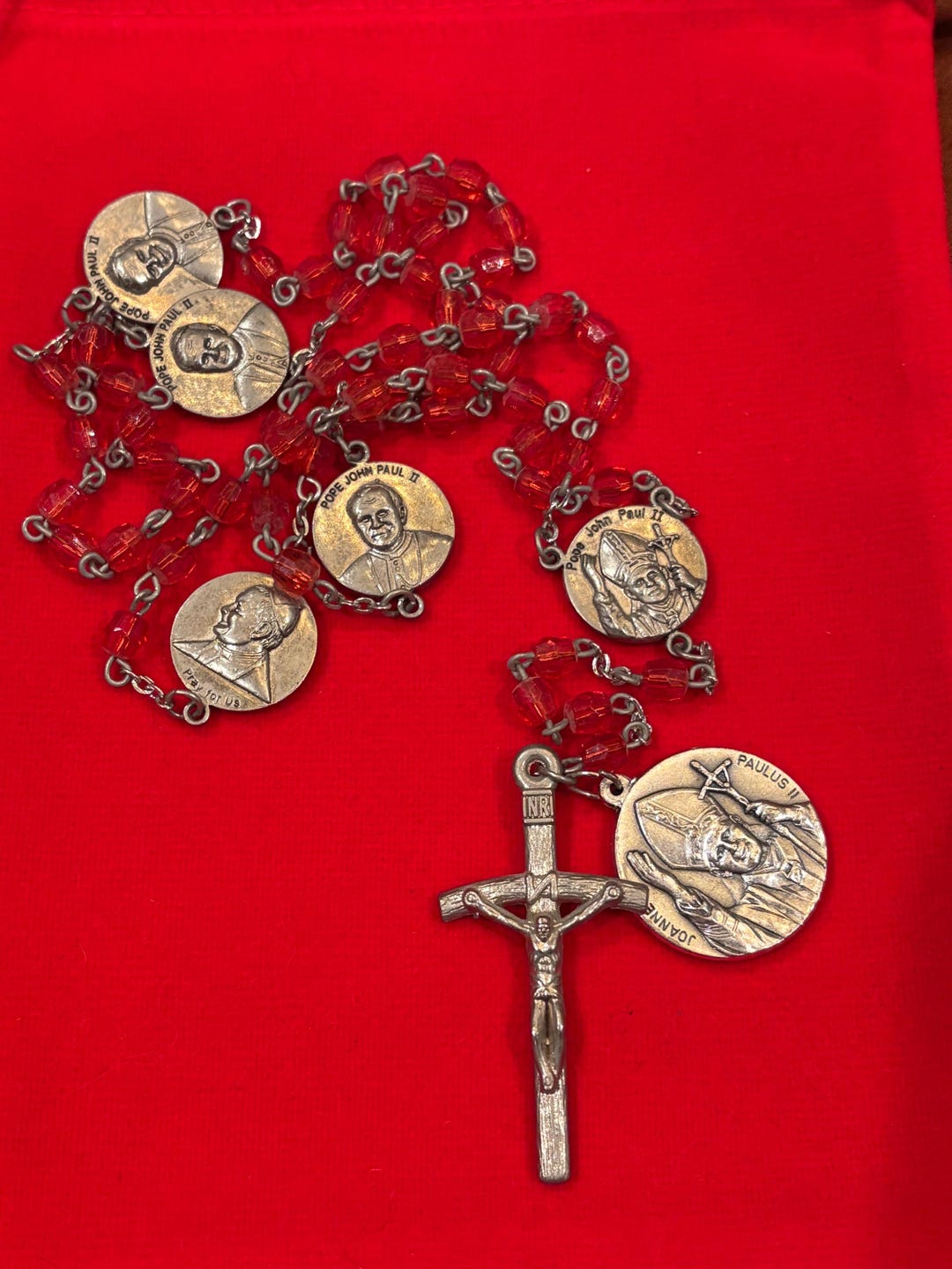 Vintage St. John Paul Ll Polish Pope Rosary With Large Catholic ...