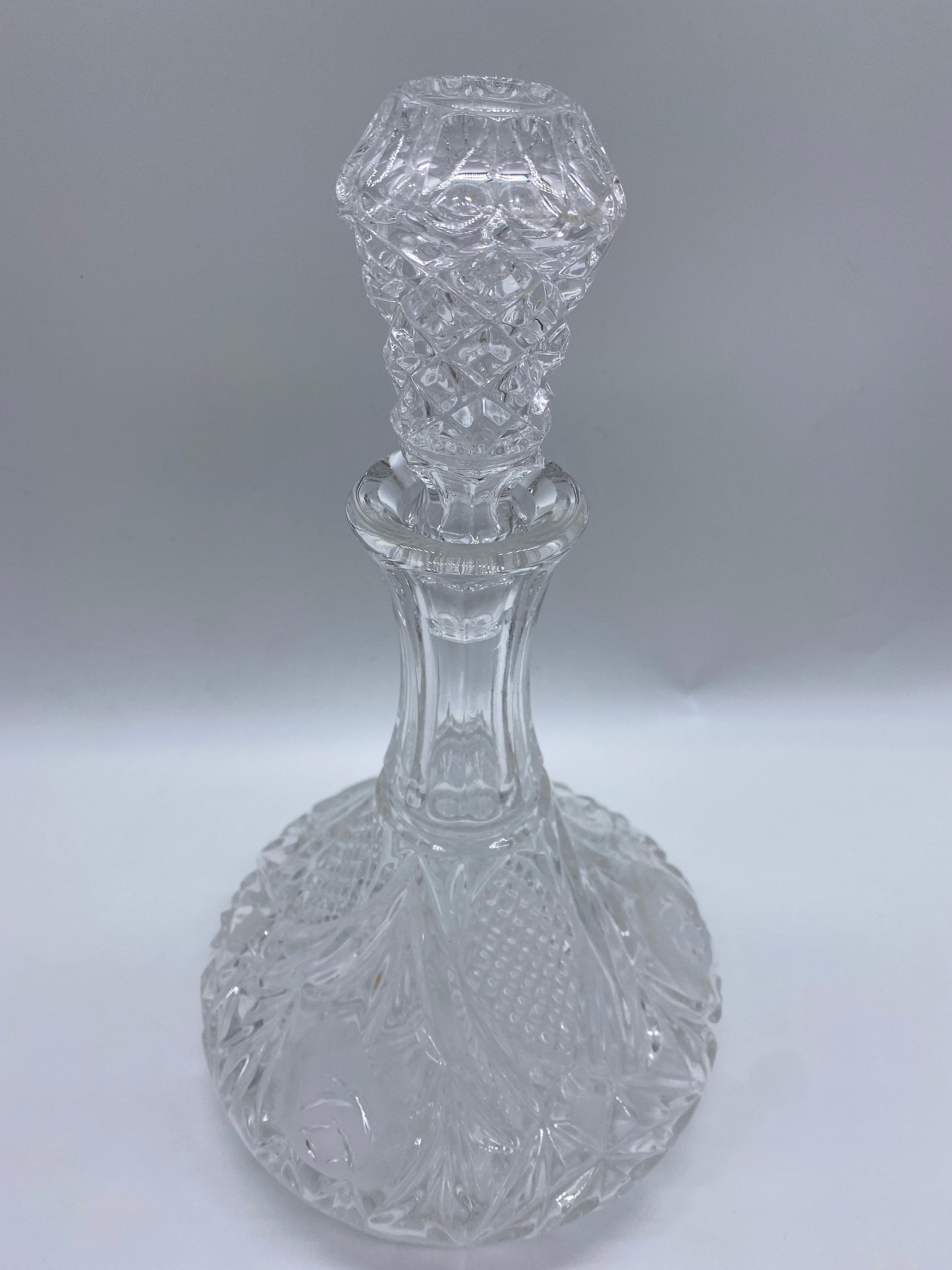 Vintage Estate Crystal Ships Table Etched Rose Bar Serve Ware Decanter ...