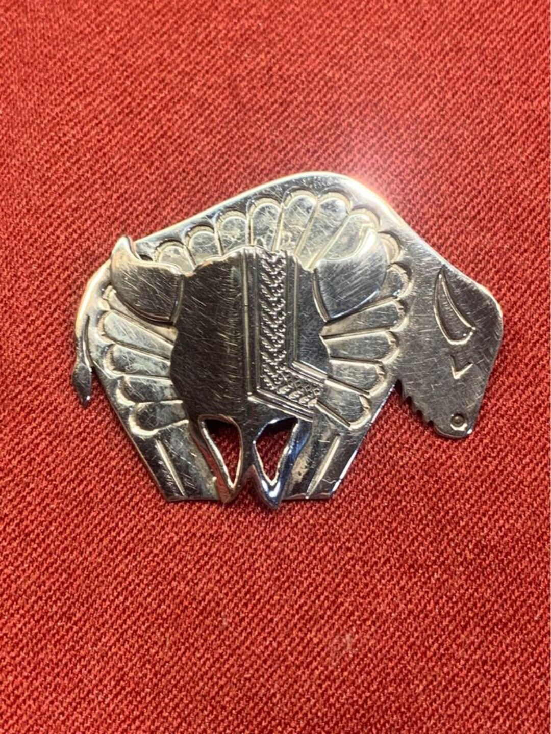 Navajo Allison Snowhawk Vintage Sterling Silver Buffalo Skull Brooch ...