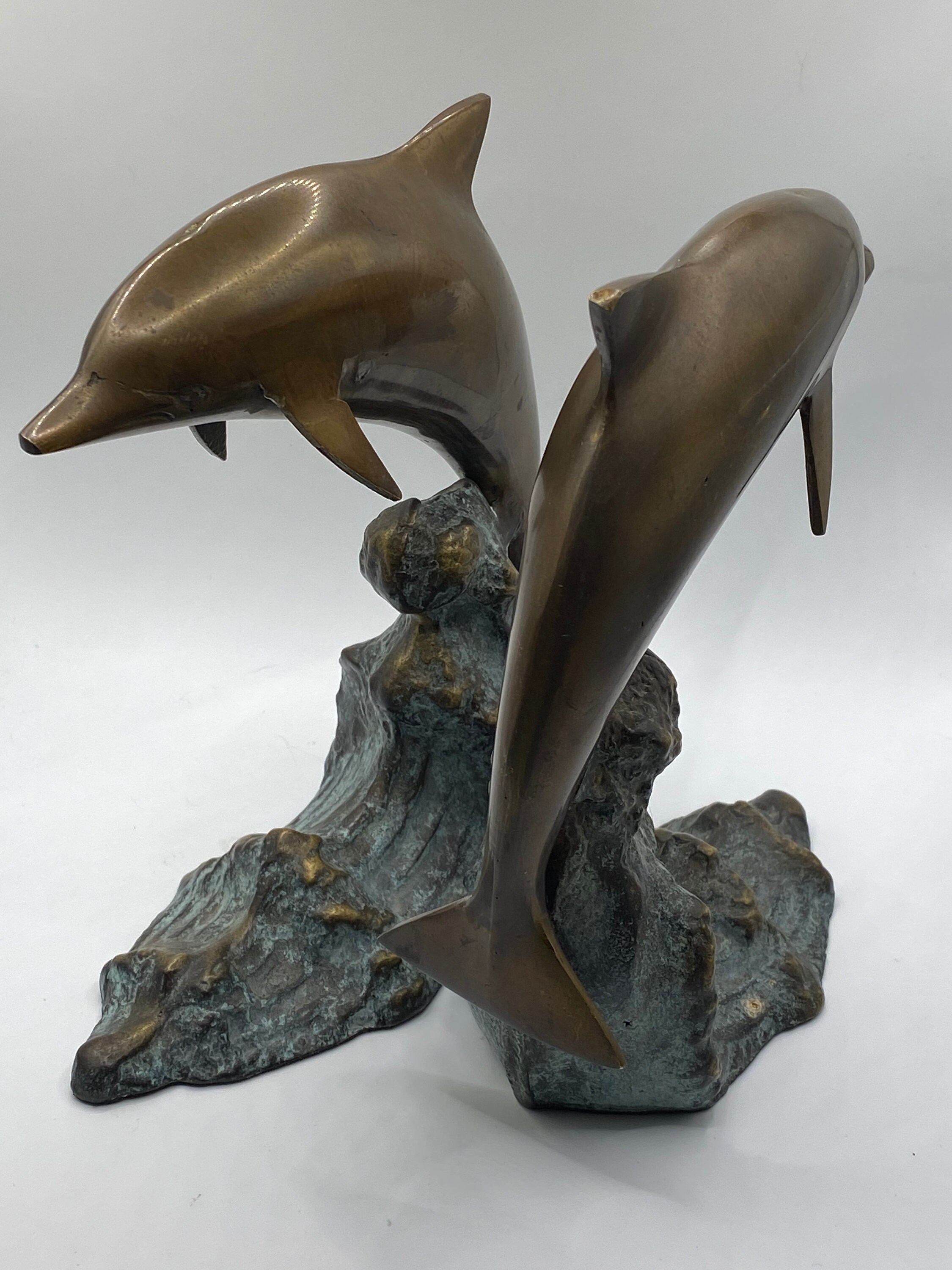 Vintage Pair of Dolphin Statues Splashing Out of the Waves | Etsy
