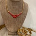 Vintage Monet Jewelry Set: Red Enamel Necklace & Gold Tone Bangles - Etsy