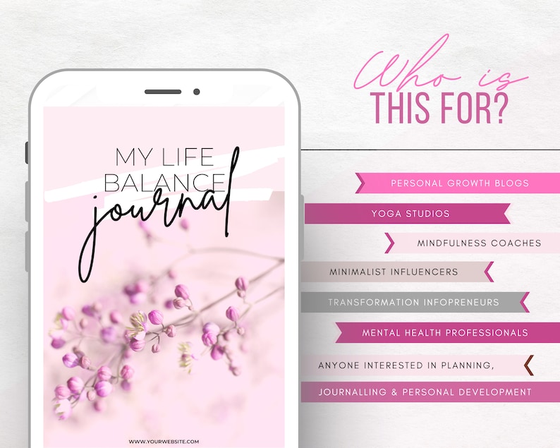 20 Pages Pink Journal Workbook Template Editable Custom - Etsy