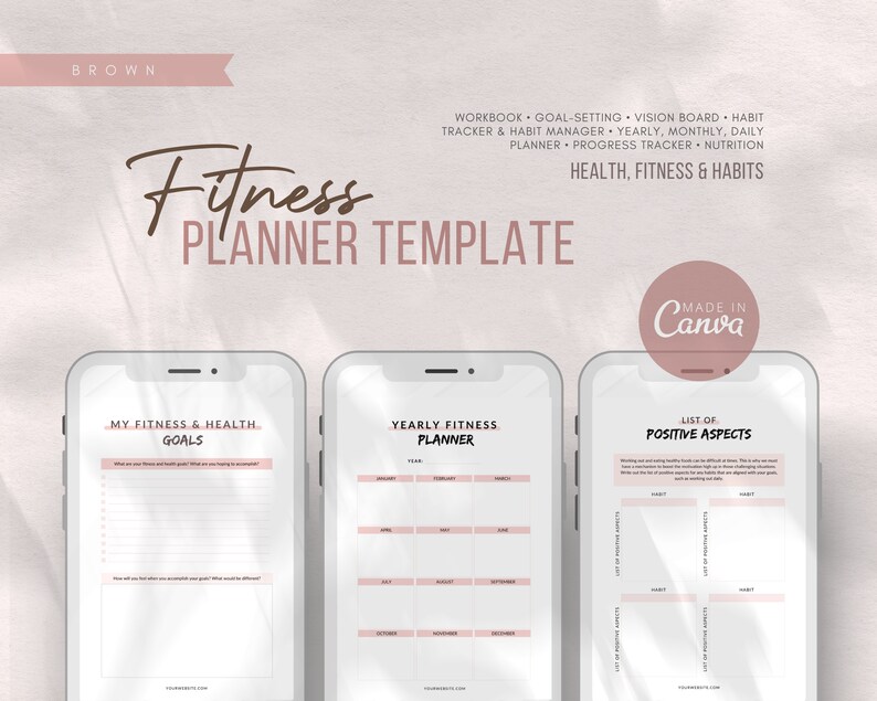 Fitness Planner Canva Template Weight Loss Calorie and Health Tracker ...