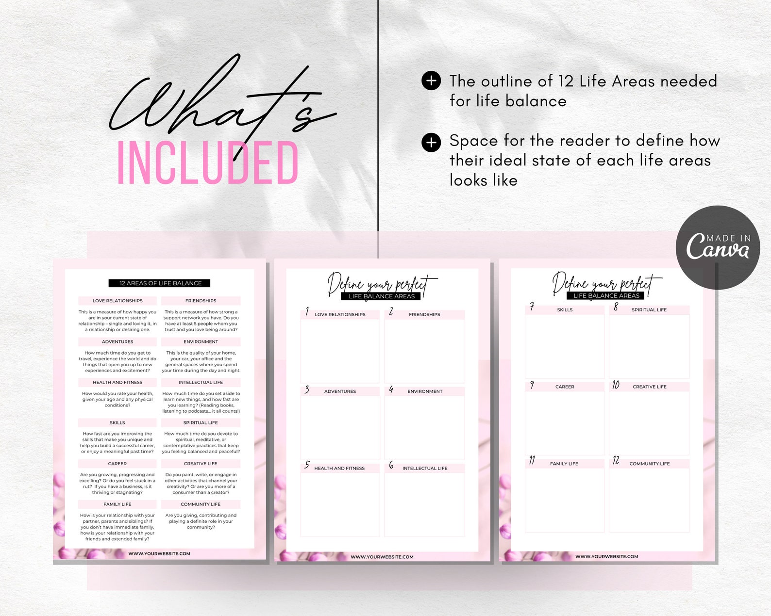 20 Pages Pink Journal Workbook Template Editable Custom - Etsy