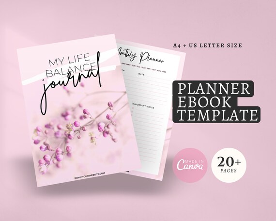 20 Pages Pink Journal Workbook Template Editable Custom - Etsy