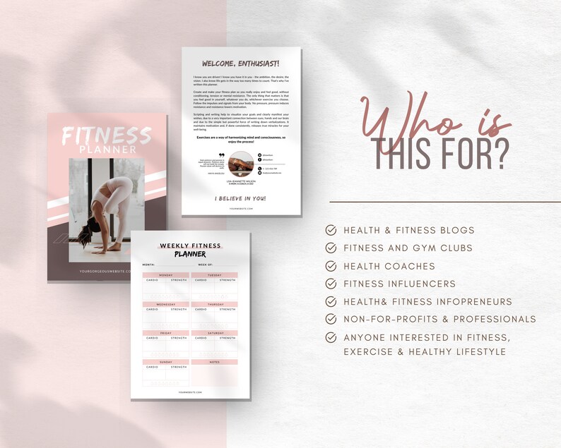 Fitness Planner Canva Template Weight Loss Calorie and Health Tracker ...