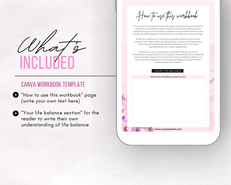 20 Pages Pink Journal Workbook Template Editable Custom - Etsy