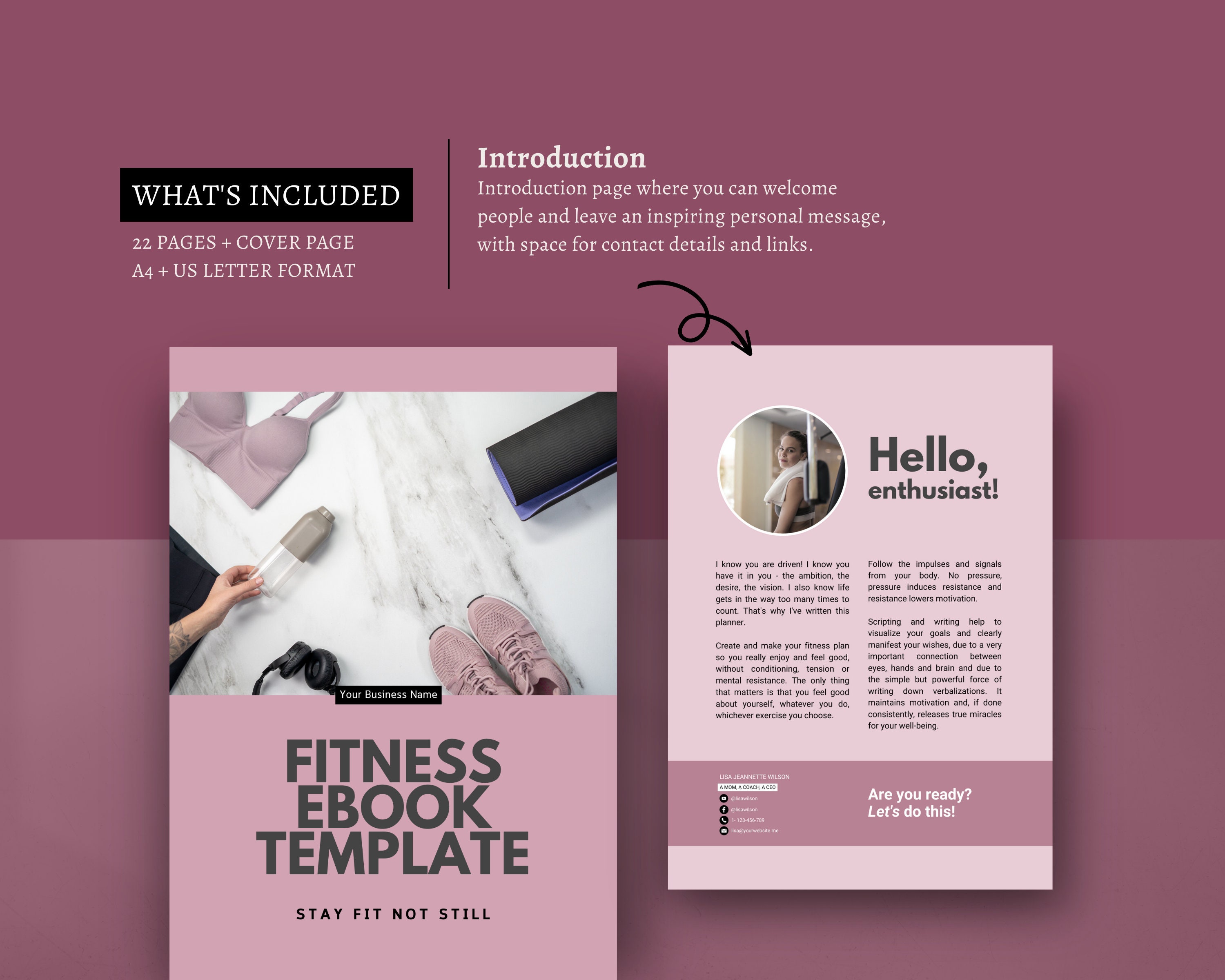 Powder Pink Fitness Workbook Canva Template Wellness & Nutrition ...
