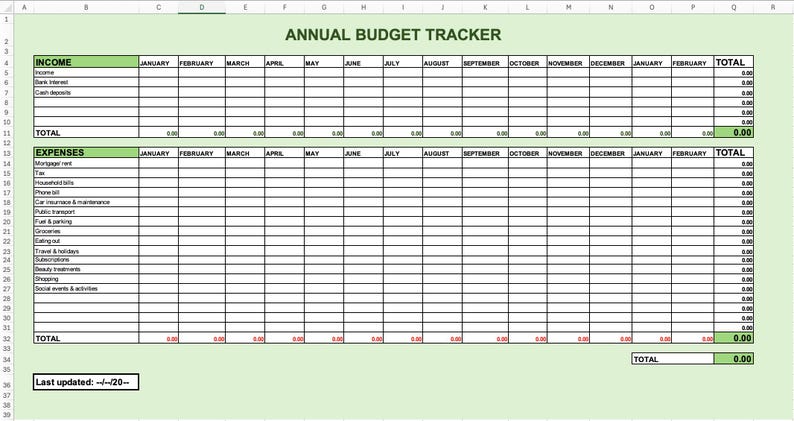 2026 ANNUAL BUDGET TRACKER Spreadsheet Template - Etsy