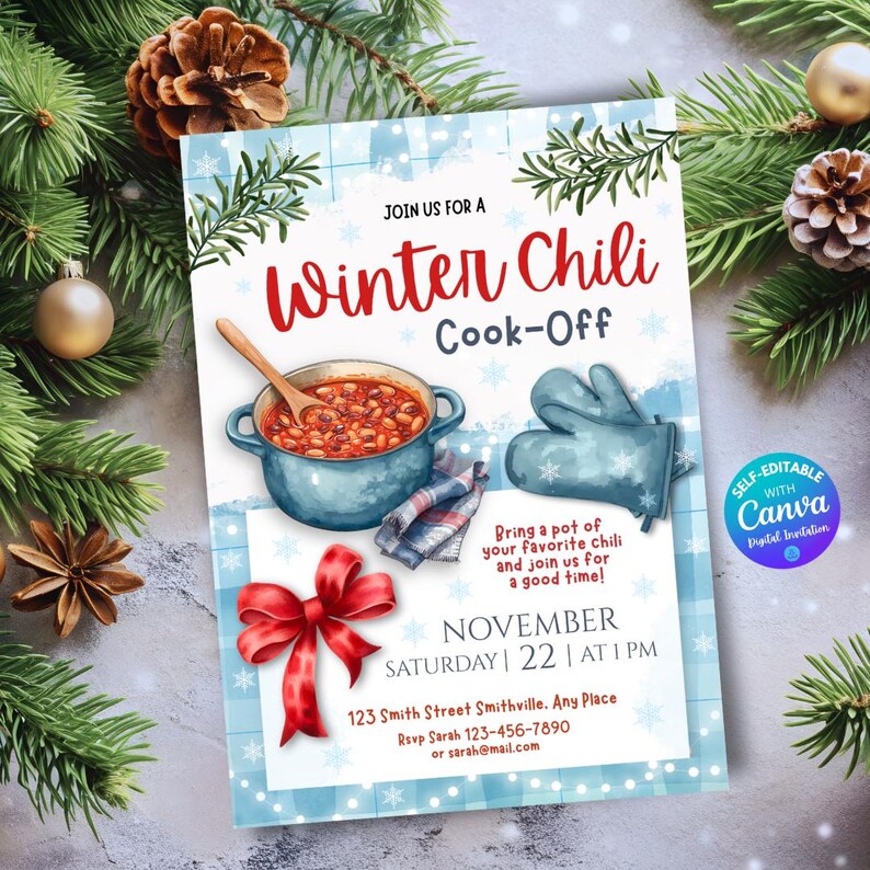 Editable Chili Cook off Party Invitation Spirit Week Event Cooking ...