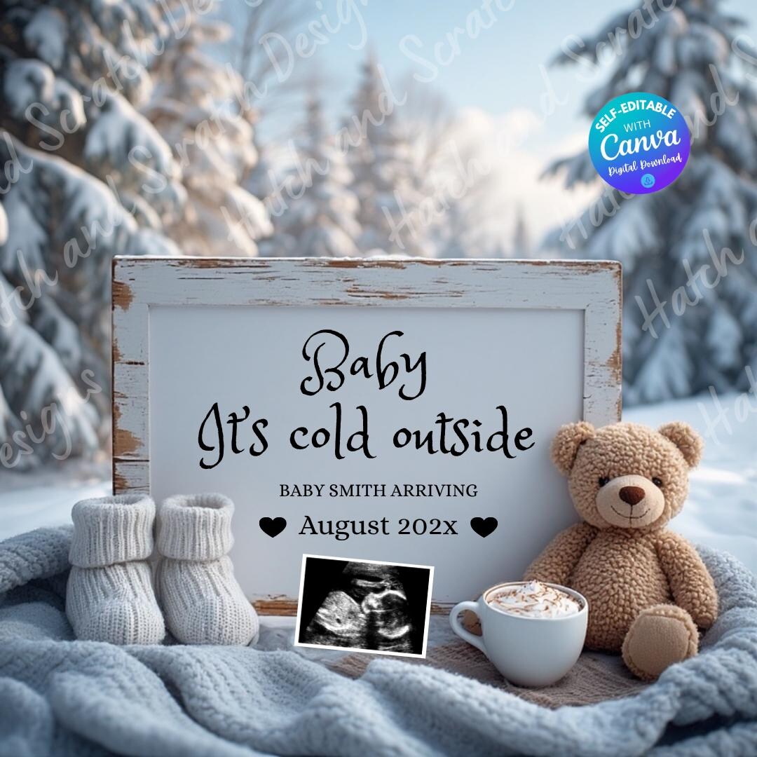 Winter Pregnancy Announcement Template Christmas Pregnancy Reveal ...