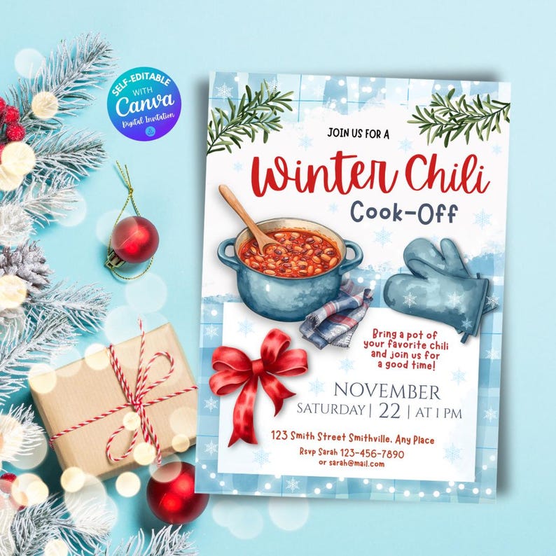 Editable Chili Cook off Party Invitation Spirit Week Event Cooking ...