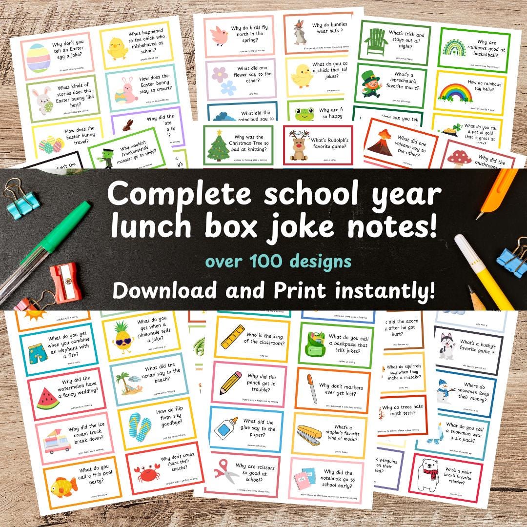 Printable Set Lunchbox Jokes for Kids Joke Cards Funny Riddle Notes ...