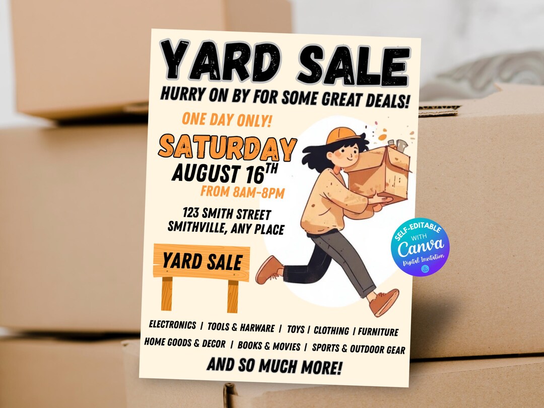 Editable Yard Sale Flyer Template Garage Sale Flyer Moving Sale Flyer ...