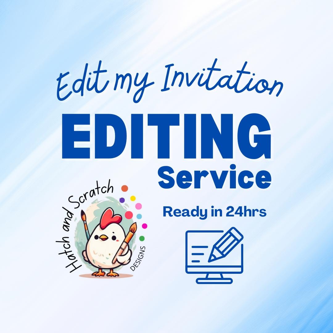 Custom Invitation Editing Service Personalized Template Text ...