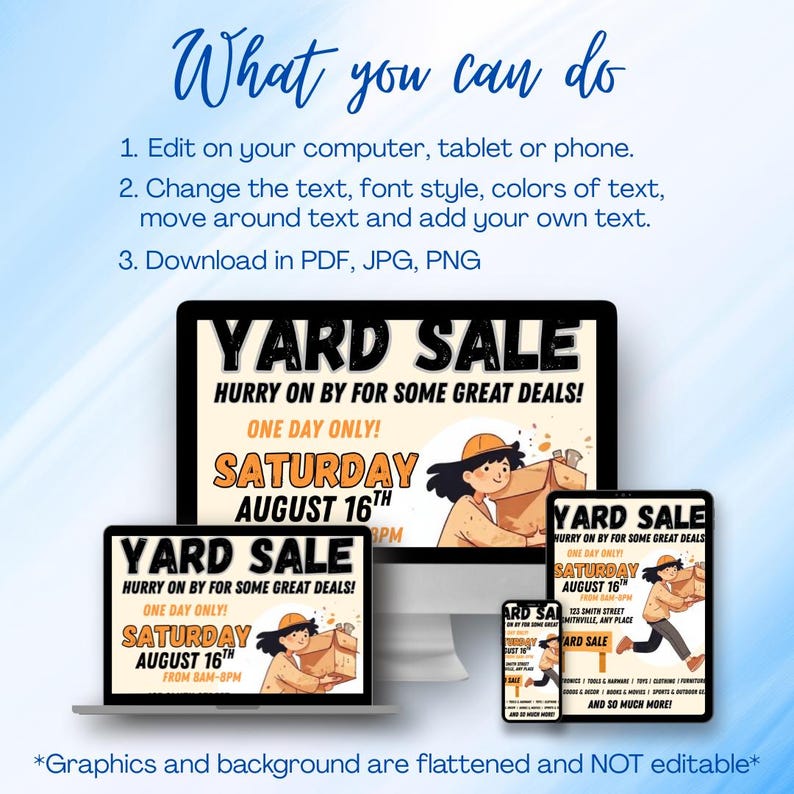 Editable Yard Sale Flyer Template Garage Sale Flyer Moving Sale Flyer ...