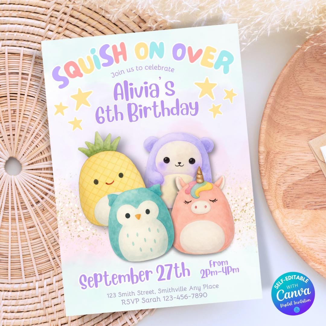 Squishmallow Birthday Invitation Template Squish Mallow Invite Squish ...