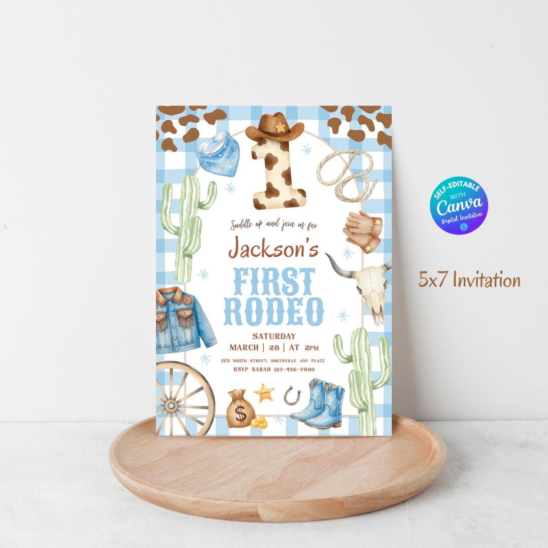 My First Rodeo Birthday Party Invitation 1st Rodeo Invite Cowboy ...