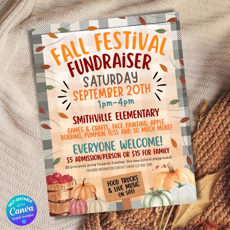 Editable Fall Festival Flyer Template Autumn Festival Flyer for Schools ...