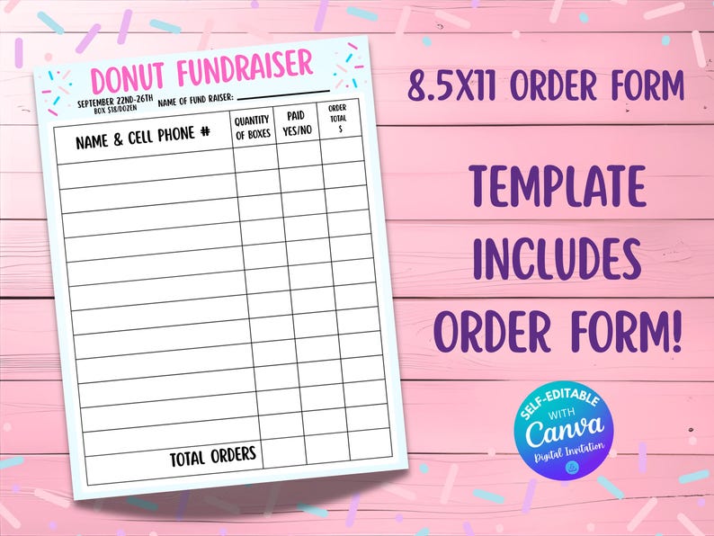 Editable Donut Fundraiser Flyer Template Printable School Event Bake ...