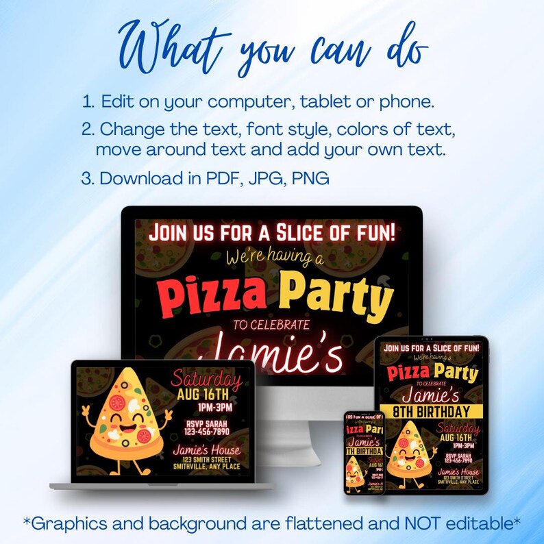 Pizza Party Birthday Invitation Template Pizza Party Invite Pizza ...