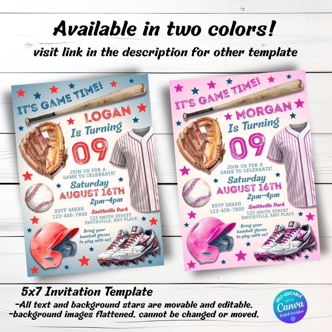 Editable Baseball Birthday Invitation Downloadable Baseball Invite ...