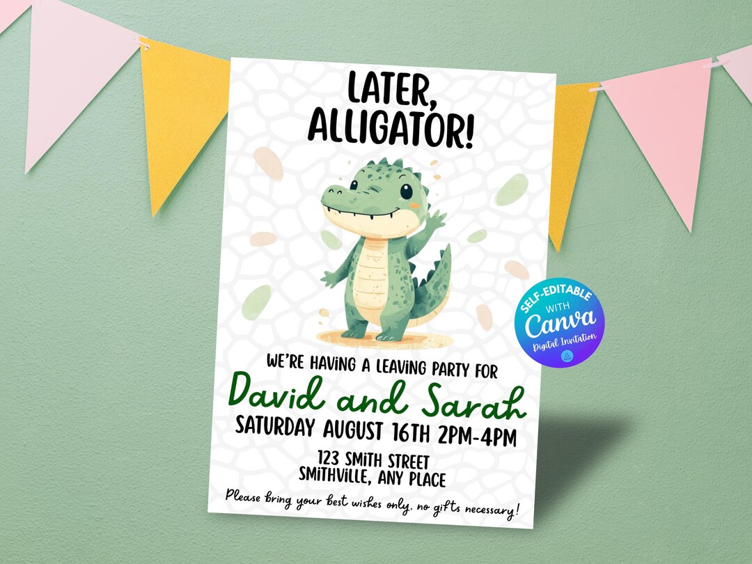 Editable Moving Party Invitation Later Alligator Digital Going Away ...