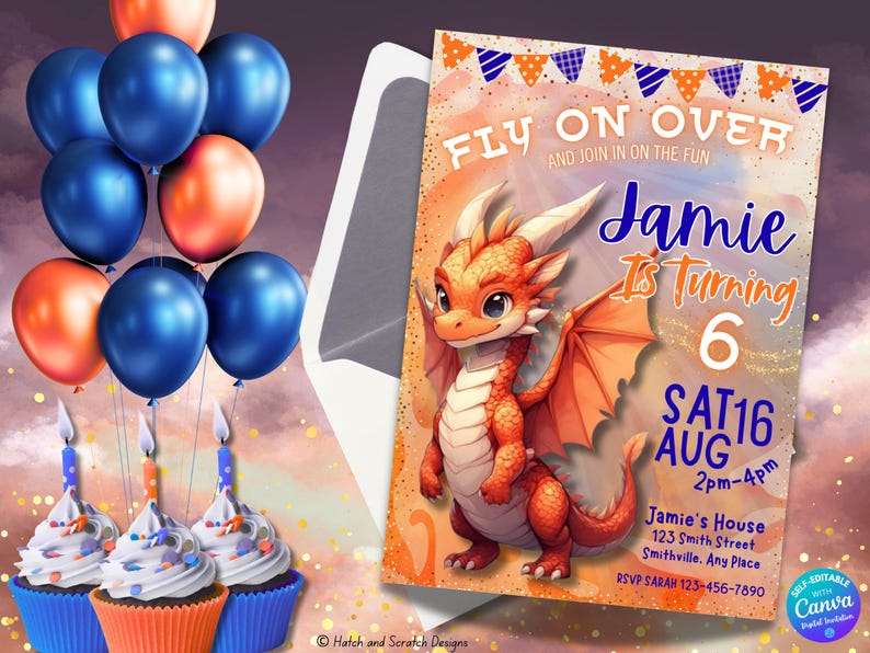 Dragon Birthday Invitation Boys Dragon Party Invitation Girls Dragon ...