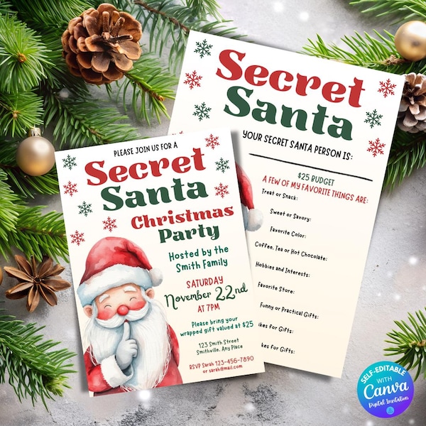 Secret Santa Poster Template - Etsy UK