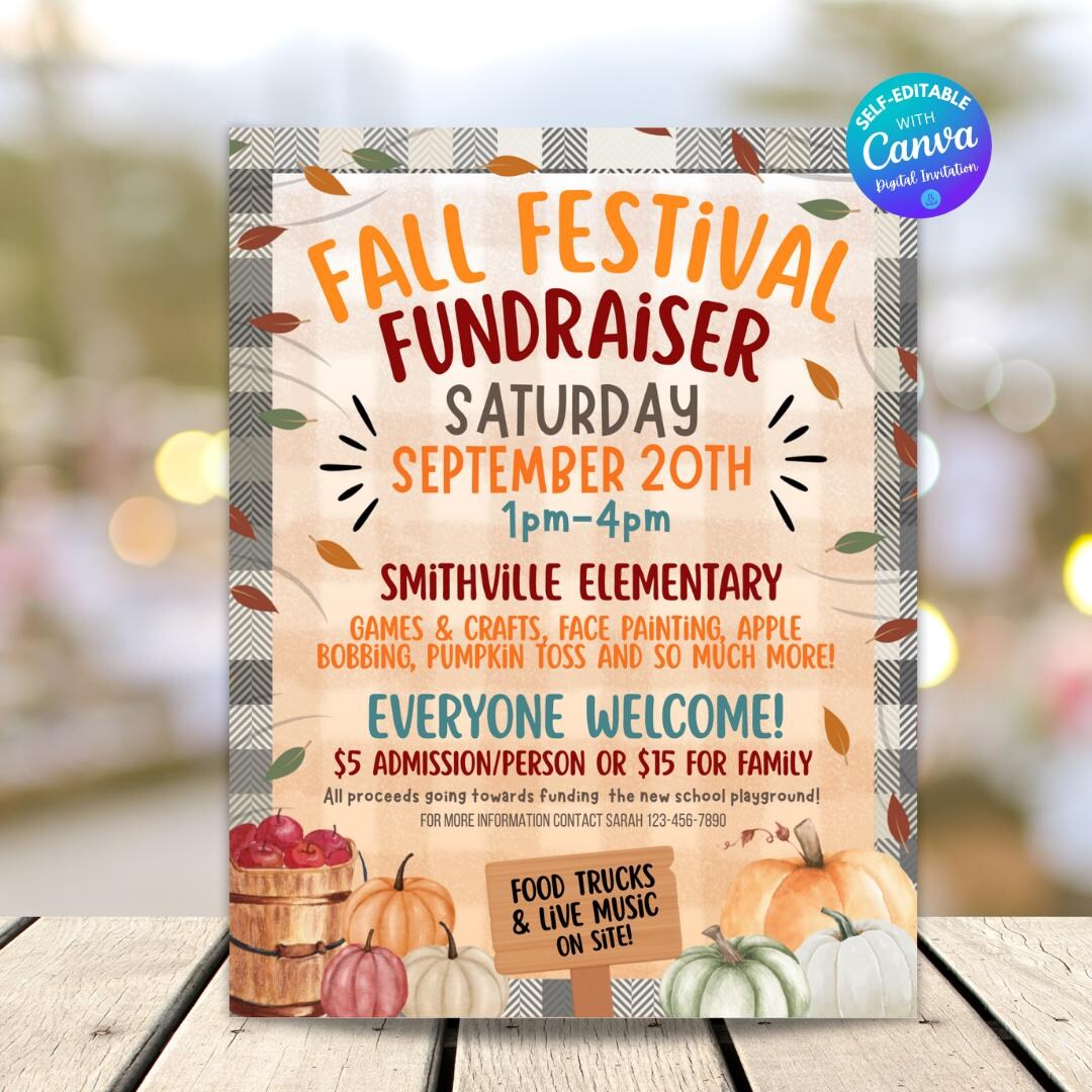 Editable Fall Festival Flyer Template Autumn Festival Flyer for Schools ...