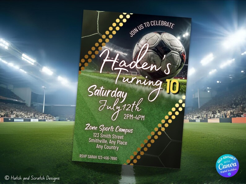 Soccer Birthday Invitation Soccer Birthday Party Sports Invite Boys ...