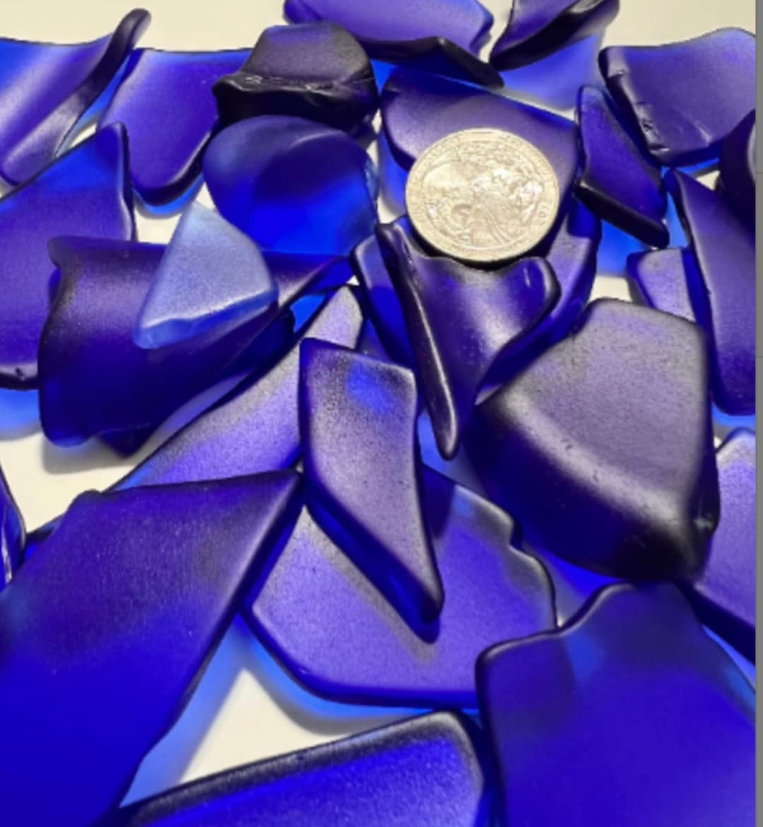 Cobalt Blue Tumbled Sea Glass: Manmade Recycled Beach Gems for Crafts ...