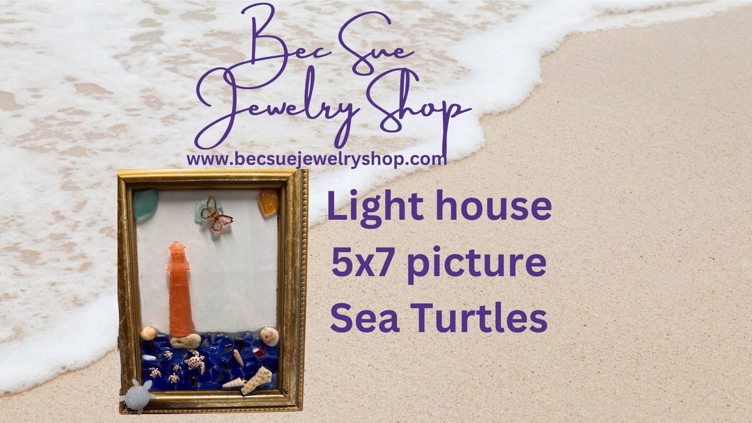 Sea Glass Art: Mosaic Lighthouse With Polymer Sea Turtles - Etsy