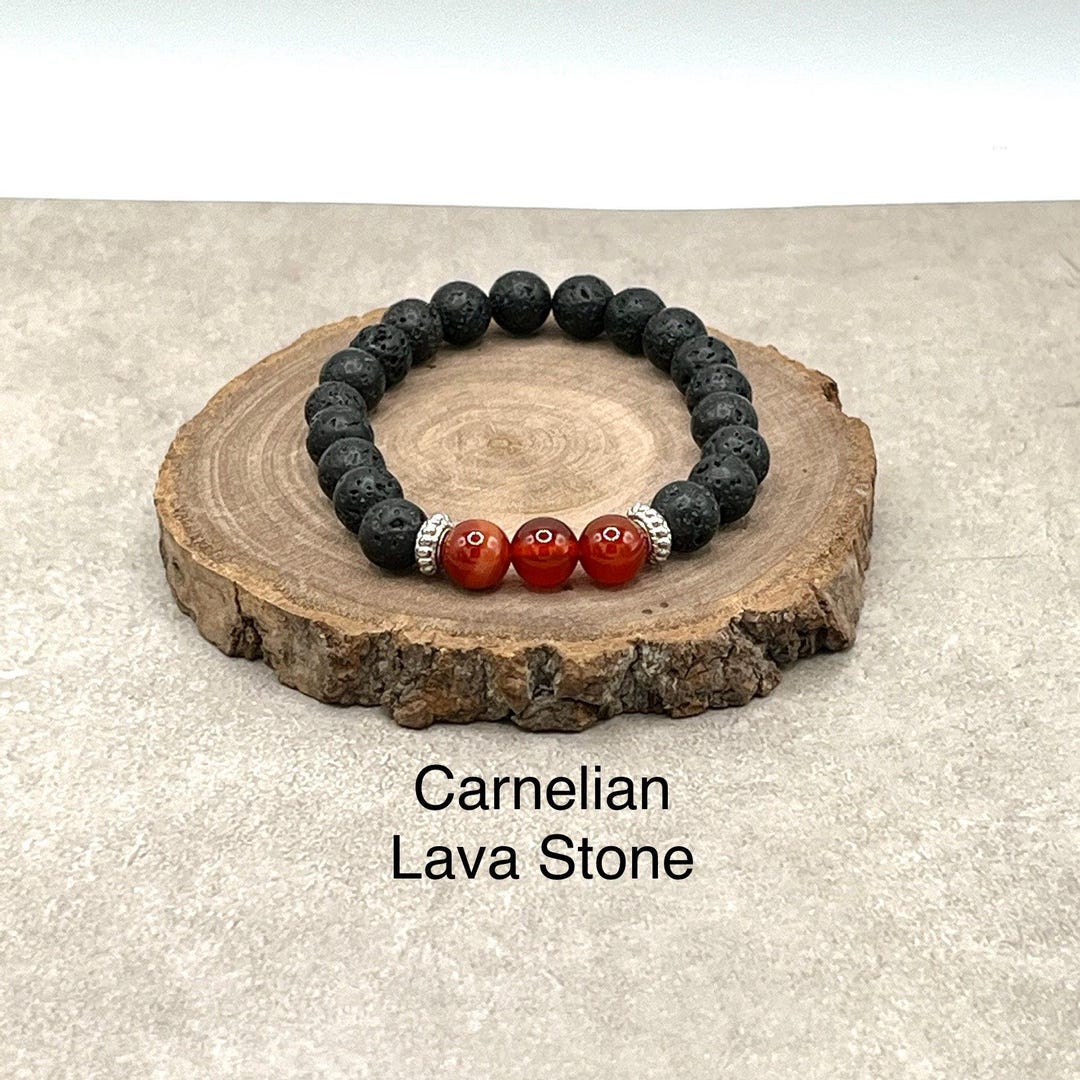 Lava Stone Bracelet for Men, Lava Stone Bracelet Essential Oil, Genuine ...